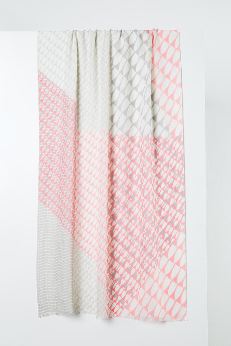 Wave Geo Print Scarf - Sunrise - Kinross Cashmere