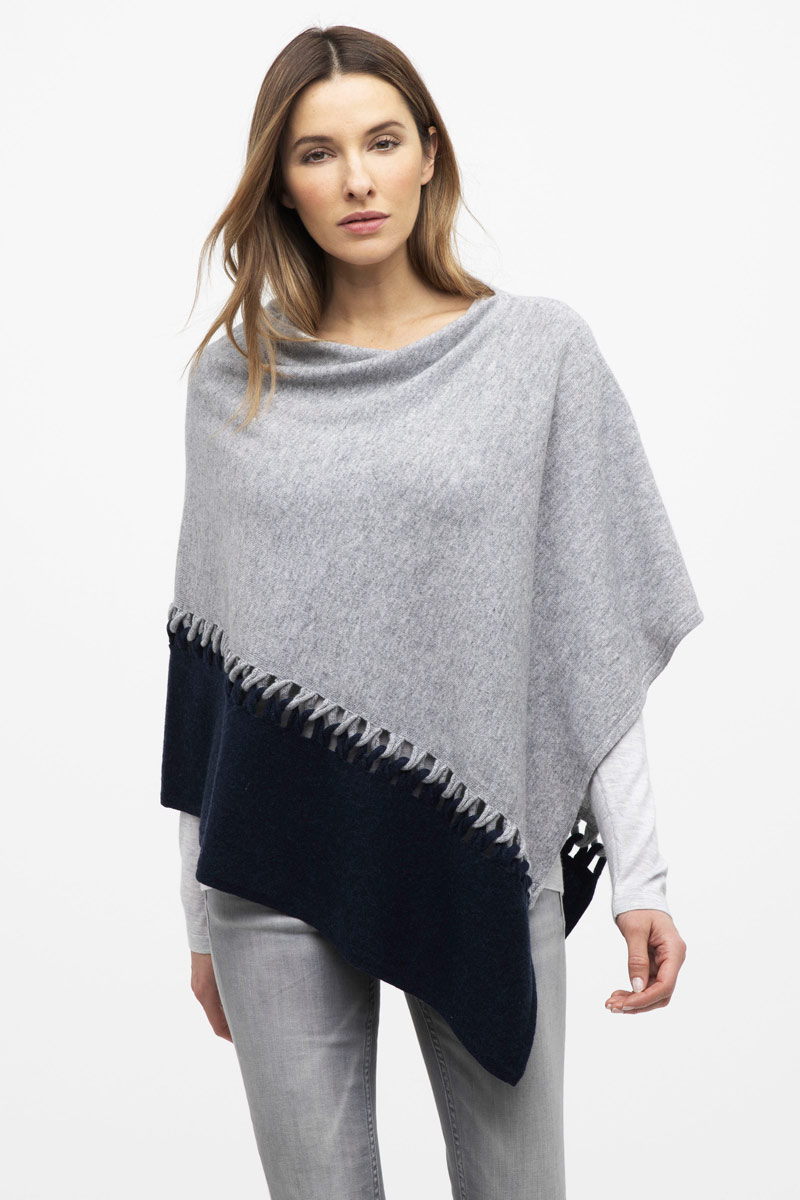 Twist Stitch Color Block Poncho - Fall 2020 - Kinross Cashmere
