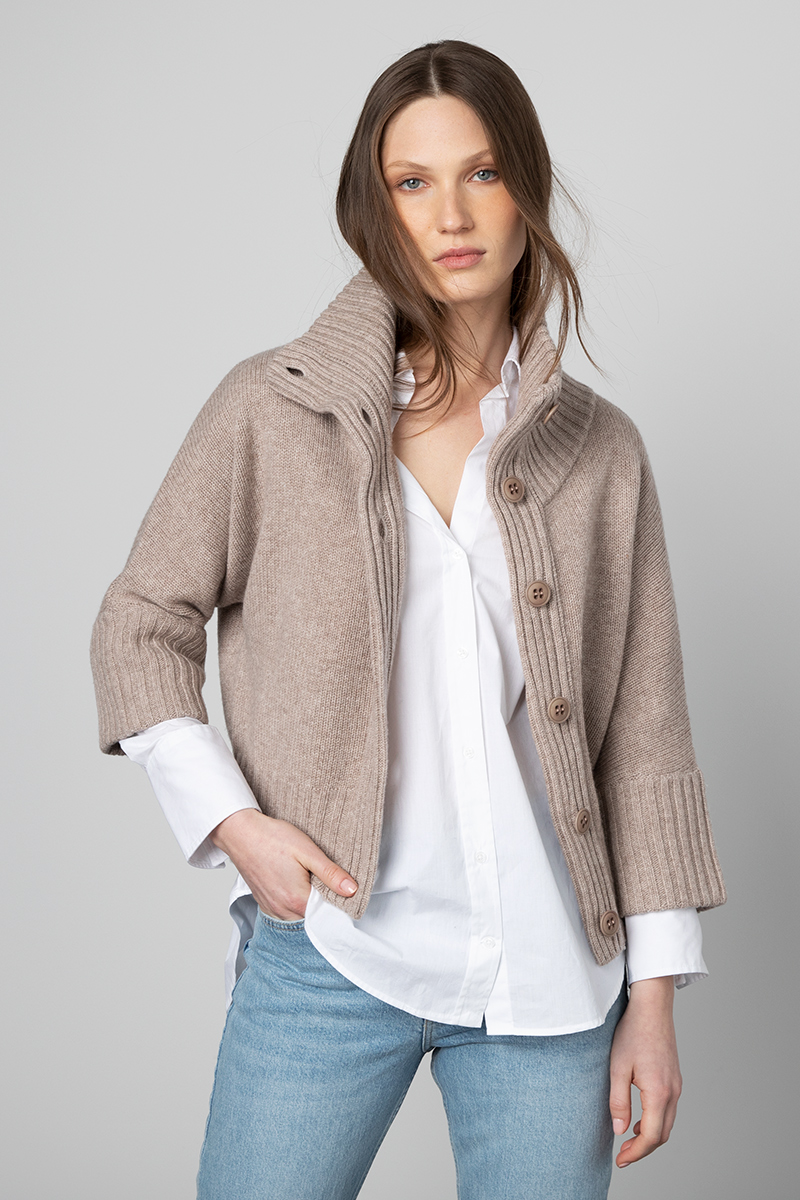 Crop Cowl Cardigan - Kinross Cashmere