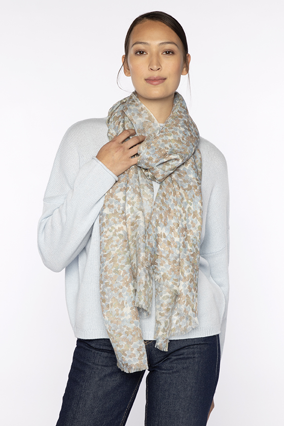 Pebble Print Scarf - Ice Blue - Kinross Cashmere