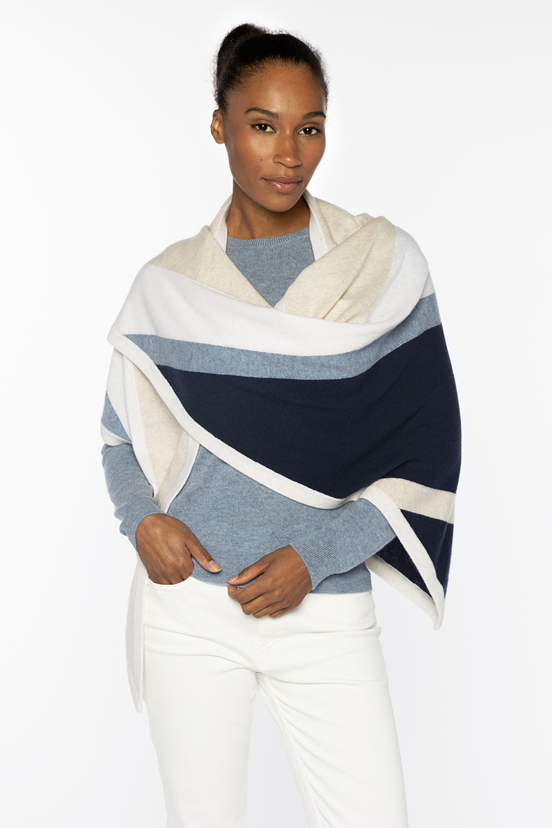 Stripe Triangle Wrap - Kinross Cashmere