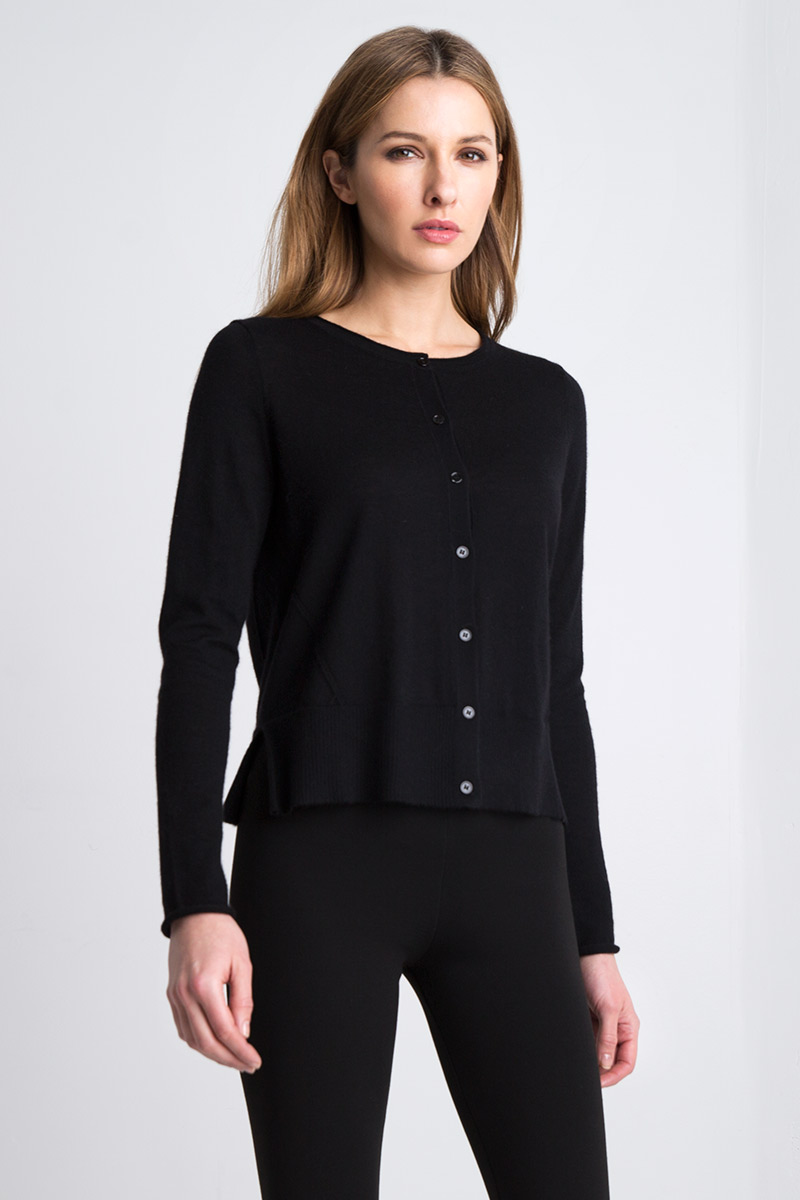 Worsted Crewneck Cardigan - Kinross Cashmere